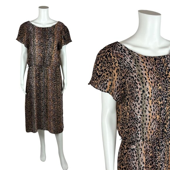 Vintage | Dresses | Vintage 8s Leopard Dress Womens Medium Brown Black ...